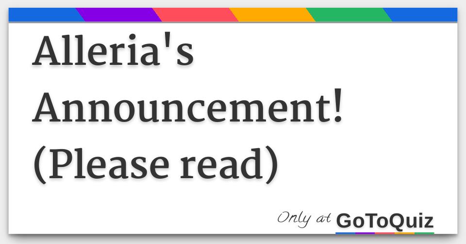 Results: Alleria's Announcement!(Please read)