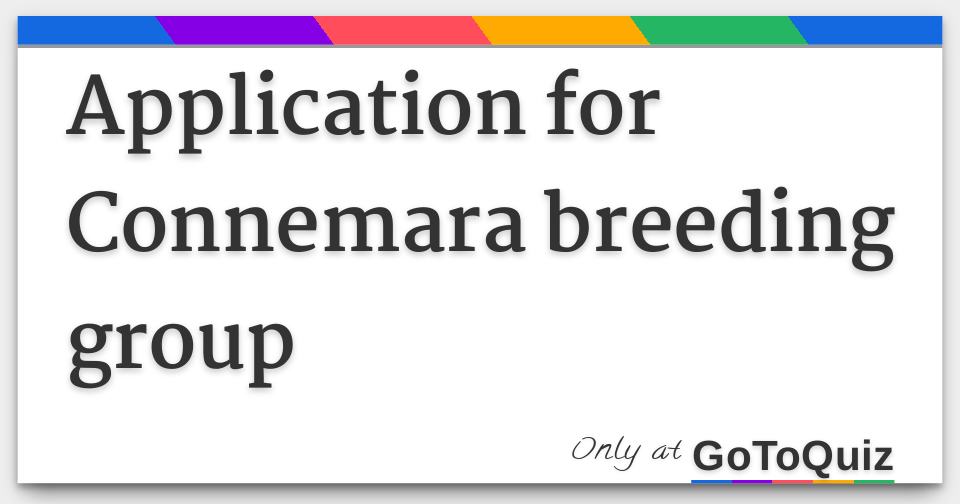 Application for Connemara breeding group