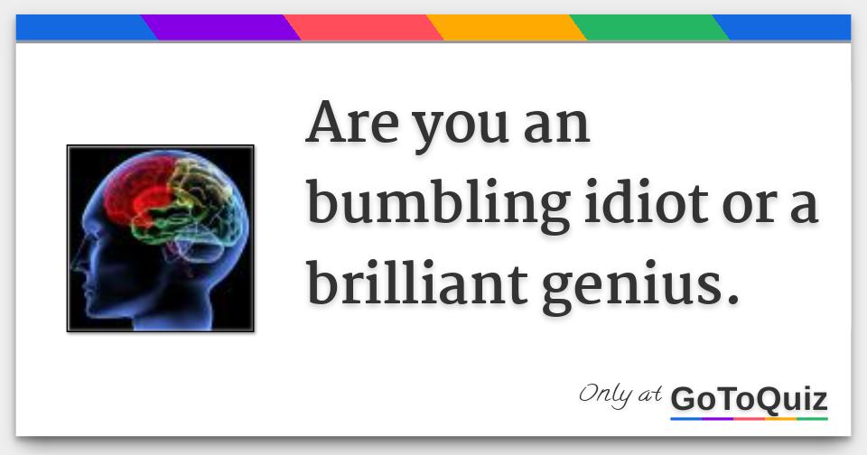 Are you an bumbling idiot or a brilliant genius.