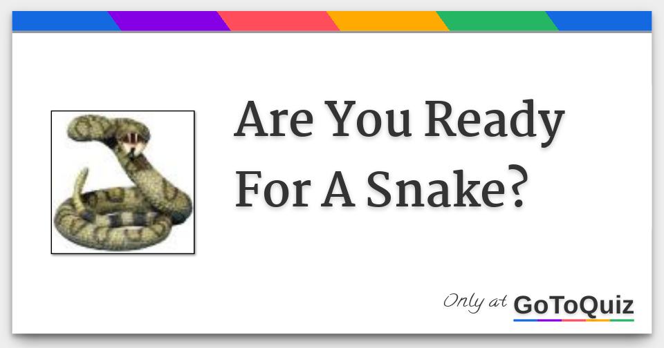 Are You Ready For A Snake?