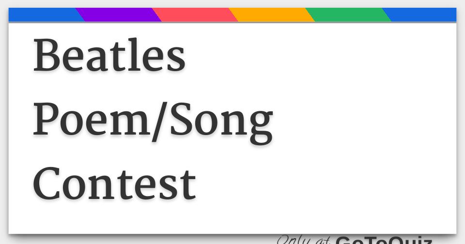 Beatles Poem/Song Contest