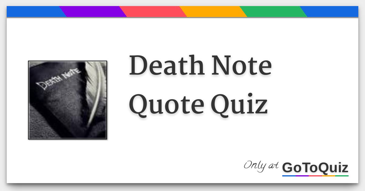 Death Note Quote Quiz