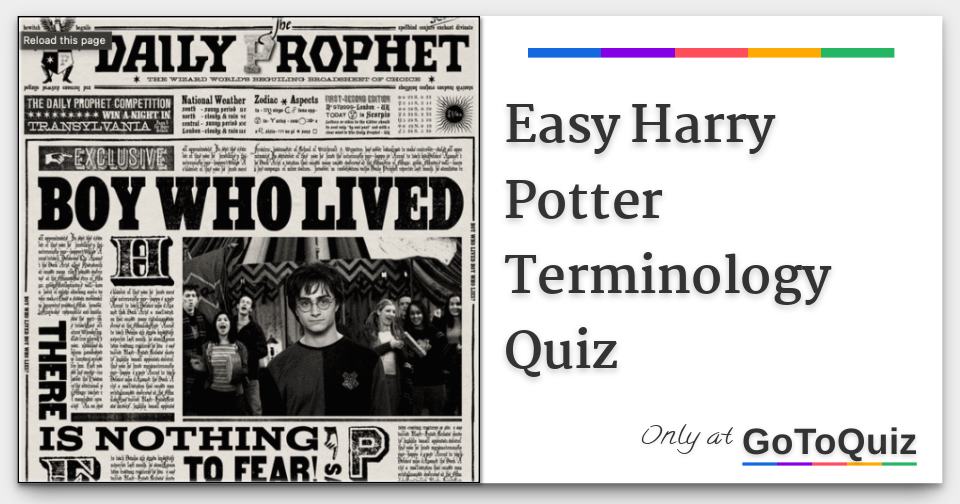 Easy Harry Potter Terminology Quiz