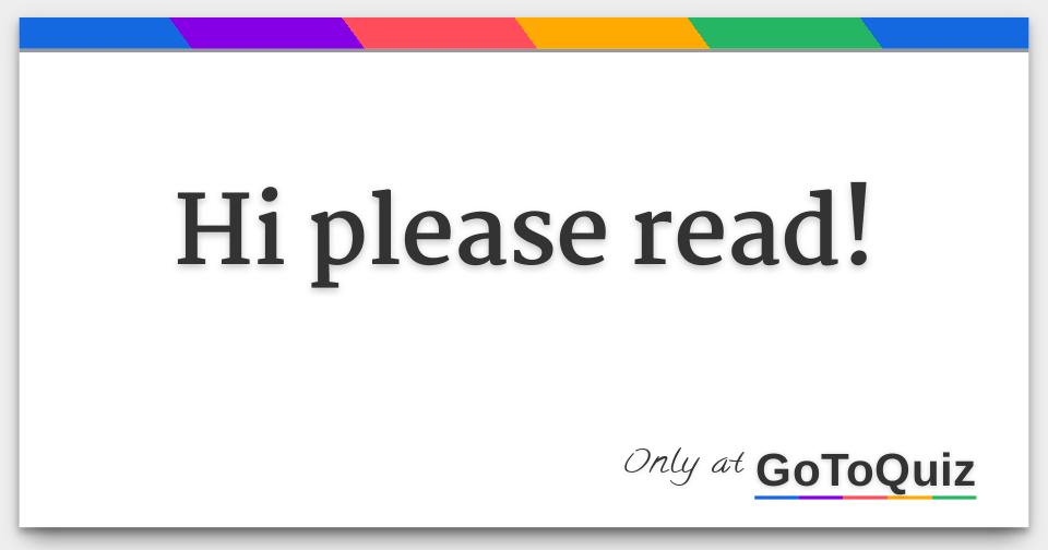 Results: Hi please read!