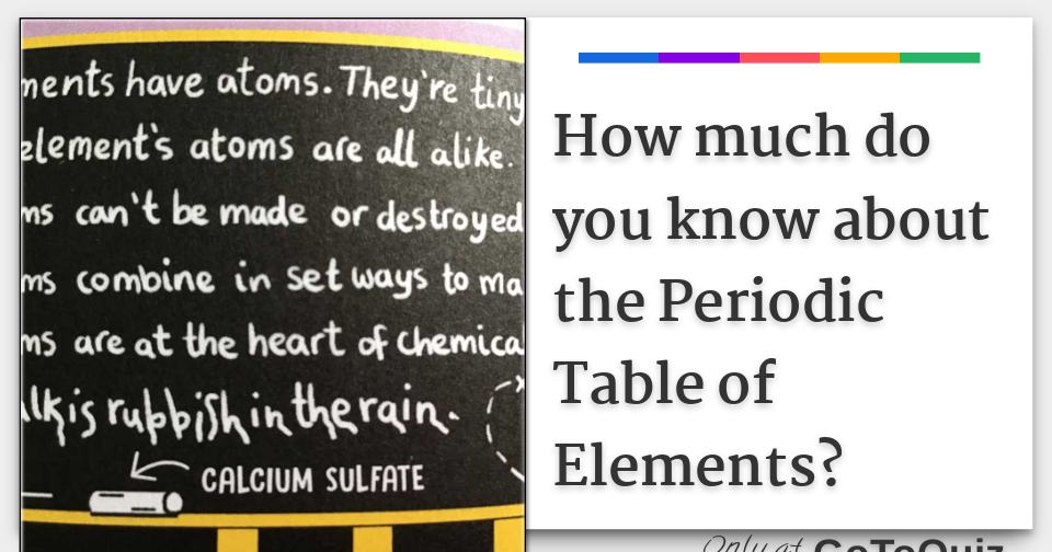 How much do you know about the Periodic Table of Elements?