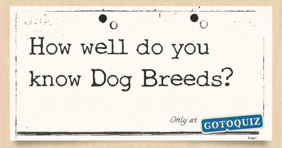 How well do you know Dog Breeds? How well do you know Dog Breeds?