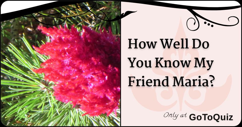 How Well Do You Know My Friend Maria?