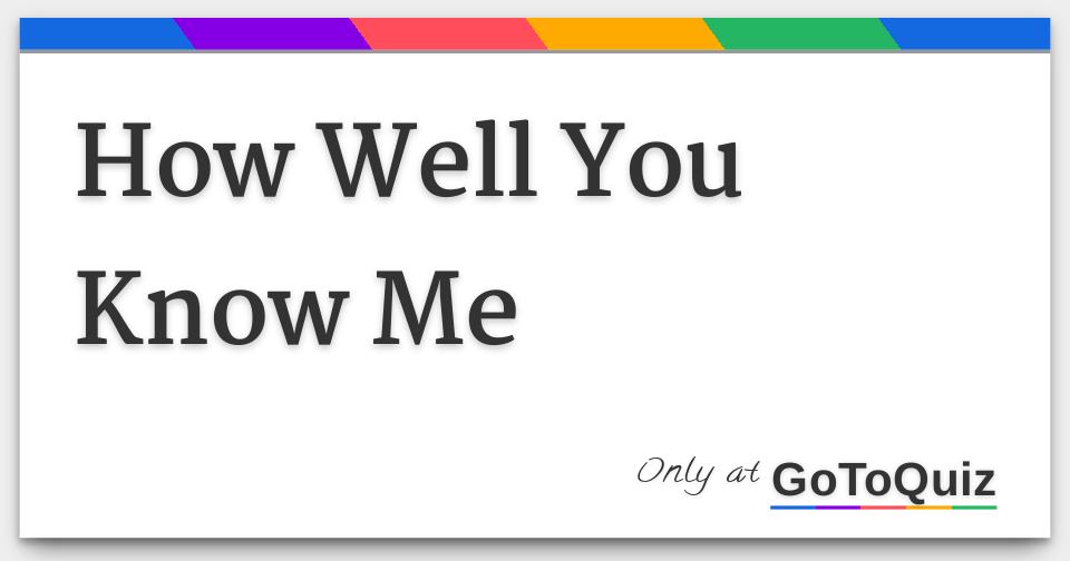 Results: How Well You Know Me