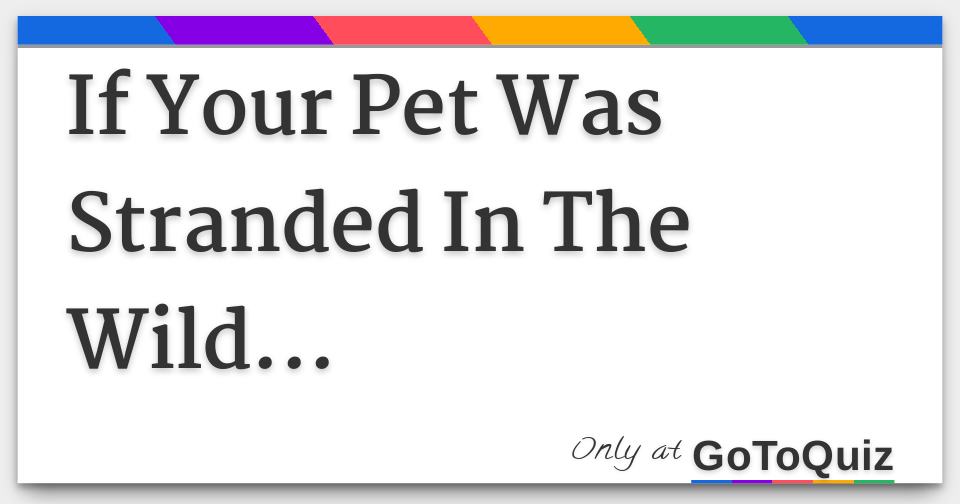 If Your Pet Was Stranded In The Wild...