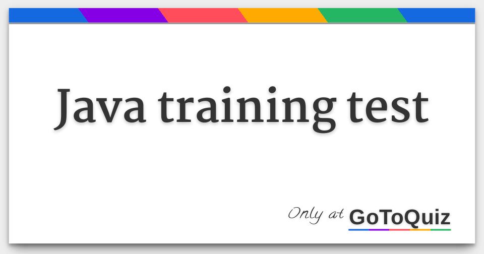 Java training test