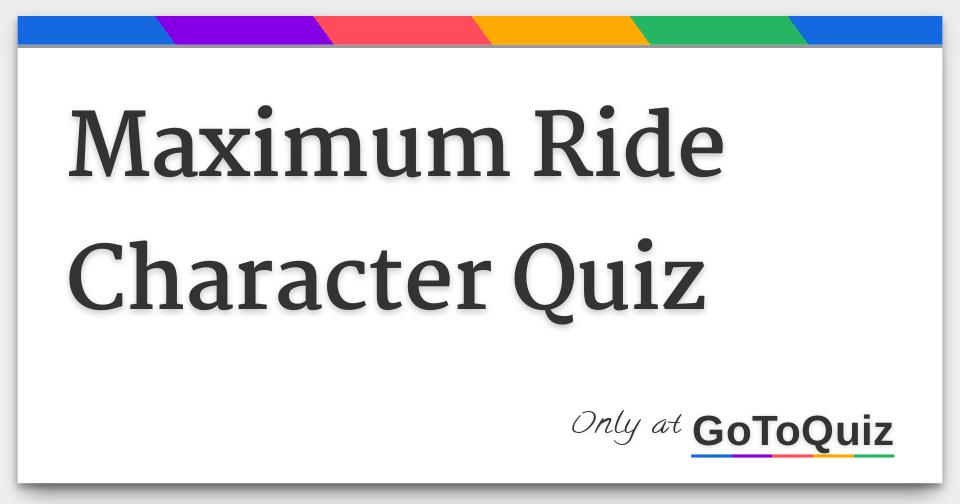 Maximum Ride Character Quiz