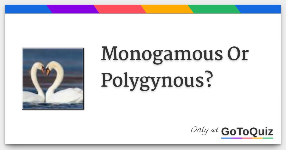 Monogamous Or Polygynous?