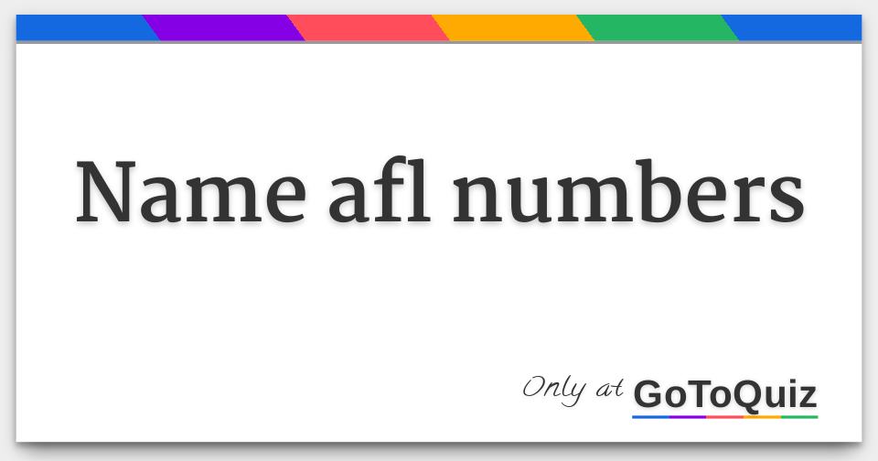 name afl numbers