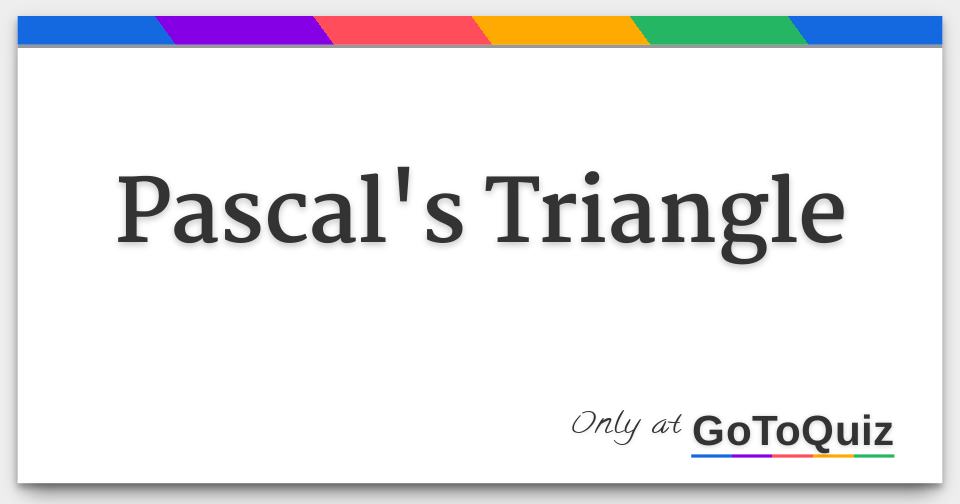 Pascal's Triangle