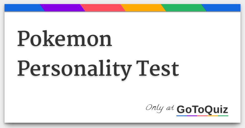 Pokemon Personality Test