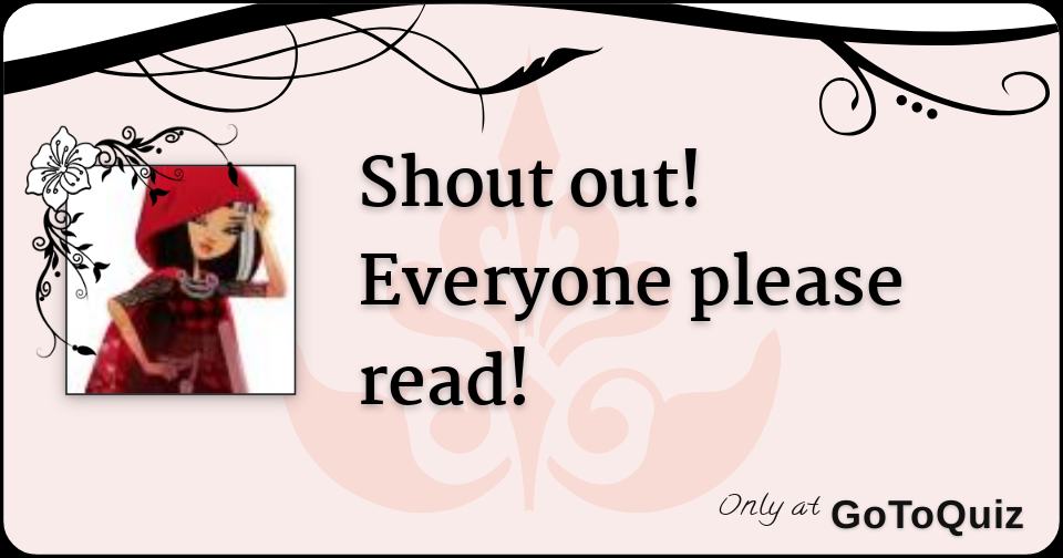 Results: Shout out! Everyone please read!