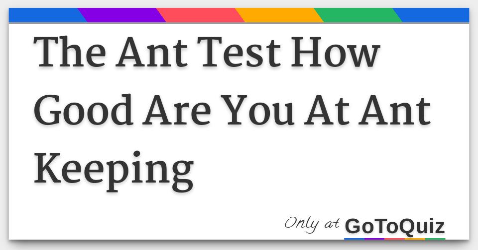 The Ant Test How Good Are You At Ant Keeping