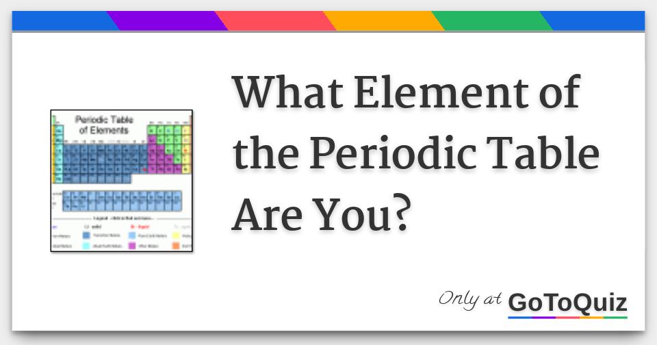 What Element of the Periodic Table Are You?