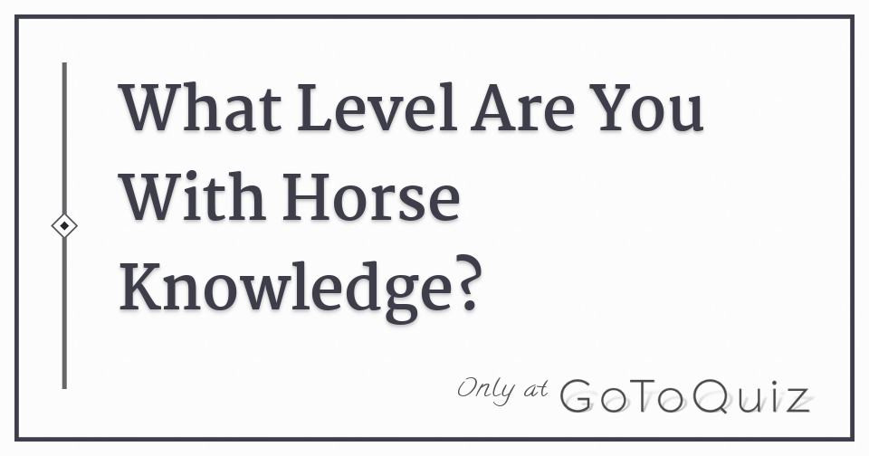 What Level Are You With Horse Knowledge?