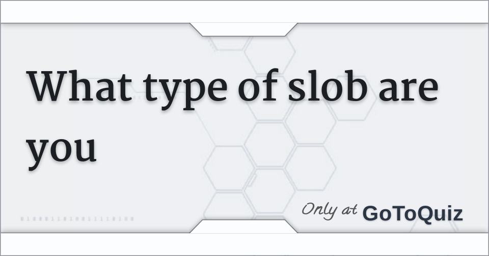 what type of slob are you